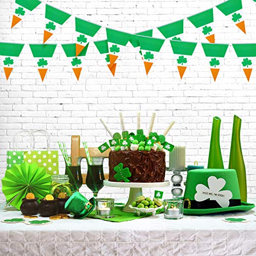 5 Pieces St Patrick's Day Shamrock Pennant Banners Irish National Day Triangle Flags Luck Green Clover Flag Banners Party Accessories for St Patrick's Day Theme Decor Outdoor Indoor, 7.4 x 10.8 Inch
