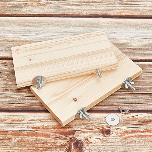 AHANDMAKER Pet Perch Platform Stand Wood, 2 Pcs Square Shelf Stand Board for Small Animals Parrot Gerbil Rat Mouse Chinchilla Hamster Cage Accessories Exercise Toys
