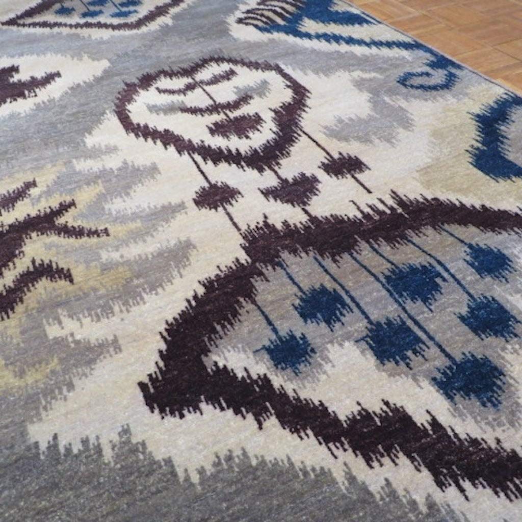 Oriental Rug Galaxy Hand-Knotted Oriental Gray Wool Ikat Rug - 8' x 10'7