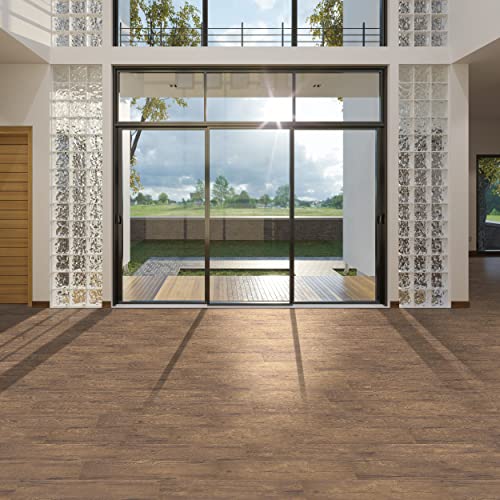 Vinyl Peel and Stick Floor Tile, Self-Adhesive Wood Plank, 10-Pack (15 Square Feet) - 6 Inch Width, 36 Inch Length, 1.2mm - Saddle - Easy DIY Nexus Planks for Any Room by Achim Home Decor