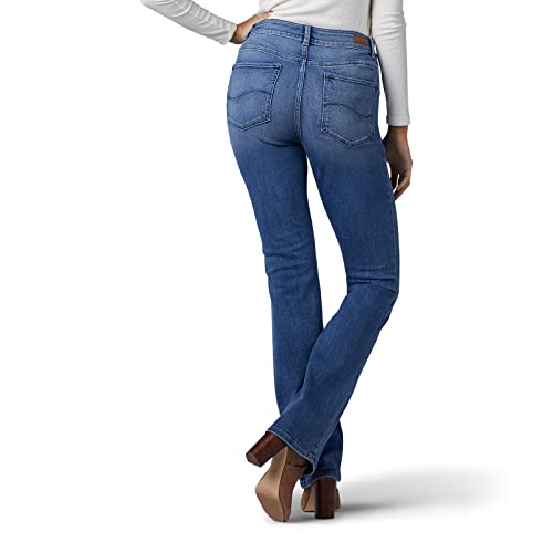 LEE Women's No-Gap Waistband Regular Fit Bootcut Jean with Hidden Pocket, Majestic, 16