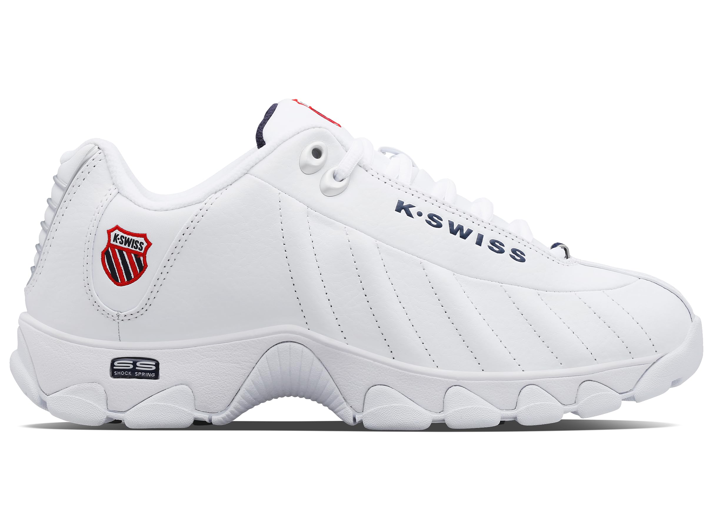 K-Swiss Men's ST329 CMF Sneaker, White/Navy/Red, 10.5 M
