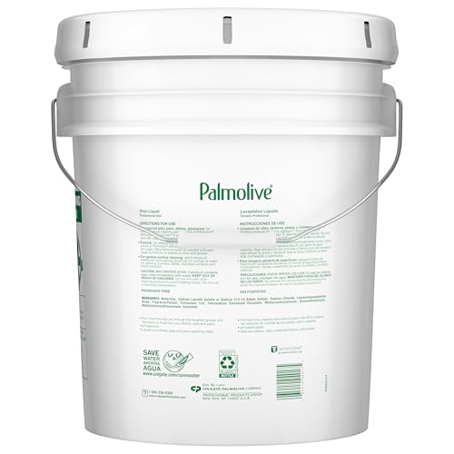 PALMOLIVE Professional Dishwashing Liquid, Dish Soap, Dish Liquid Soap, Phosphate Free, pH Balanced, Dishwasher Cleaner, 5 Gallon Bucket (Part Number: 204917), 10035110049172