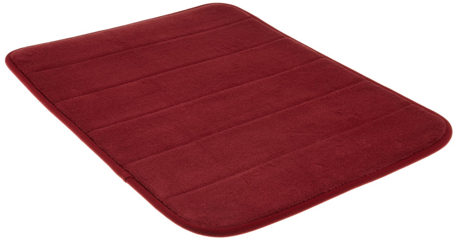 Memory Foam Bath Mat-Incredibly Soft and Absorbent Rug, Cozy Velvet Non-Slip Mats Use for Kitchen or Bathroom (17 Inch x 24 Inch, Burgundy)