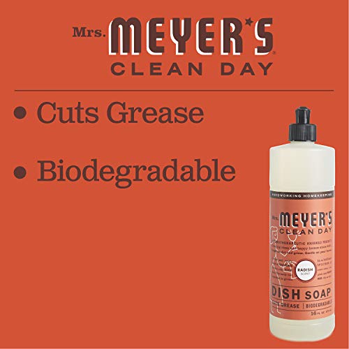 MRS. MEYER'S CLEAN DAY Liquid Dish Soap, Biodegradable Formula, Radish, 16 fl. oz