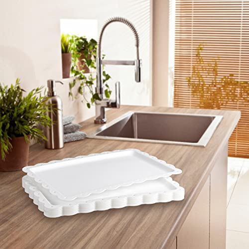 Serving Tray Food Tray for Fast Food | Snack | Fruit | Dessert - Plastic Trays Serving Platter for Kitchen | Cafeteria | Restaurant | Party | 14 x 9 Inches (4 pack)
