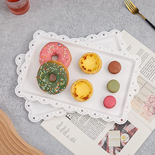 Serving Tray Food Tray for Fast Food | Snack | Fruit | Dessert - Plastic Trays Serving Platter for Kitchen | Cafeteria | Restaurant | Party | 14 x 9 Inches (4 pack)