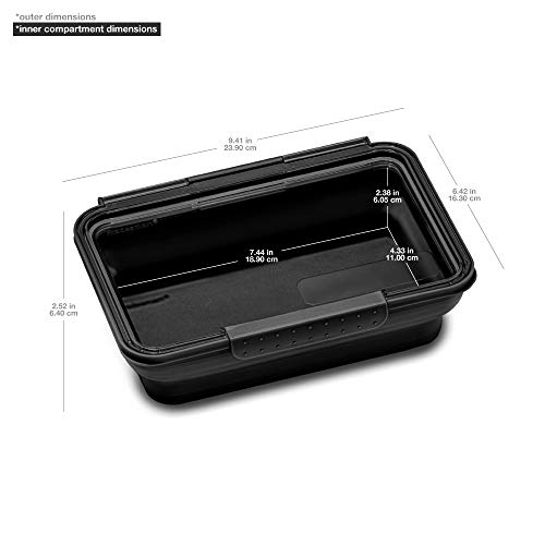 madesmart Lidware Collapsible Food Storage - FRIDGE & PANTRY COLLECTION Airtight, Food Safe, Collapsible, Dry-Erase Space For Labeling, Medium Shallow - Holds 4.83 Cups, Carbon