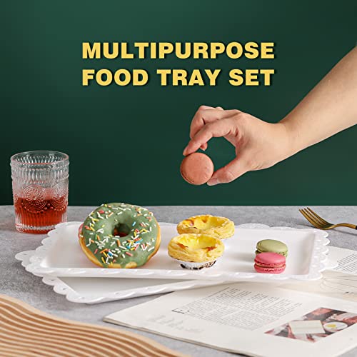 Serving Tray Food Tray for Fast Food | Snack | Fruit | Dessert - Plastic Trays Serving Platter for Kitchen | Cafeteria | Restaurant | Party | 14 x 9 Inches (4 pack)