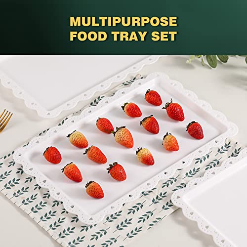 Serving Tray Food Tray for Fast Food | Snack | Fruit | Dessert - Plastic Trays Serving Platter for Kitchen | Cafeteria | Restaurant | Party | 14 x 9 Inches (4 pack)