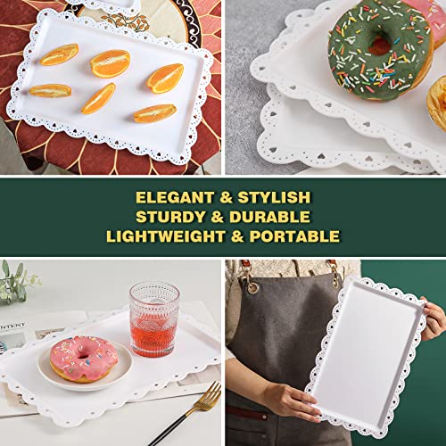 Serving Tray Food Tray for Fast Food | Snack | Fruit | Dessert - Plastic Trays Serving Platter for Kitchen | Cafeteria | Restaurant | Party | 14 x 9 Inches (4 pack)