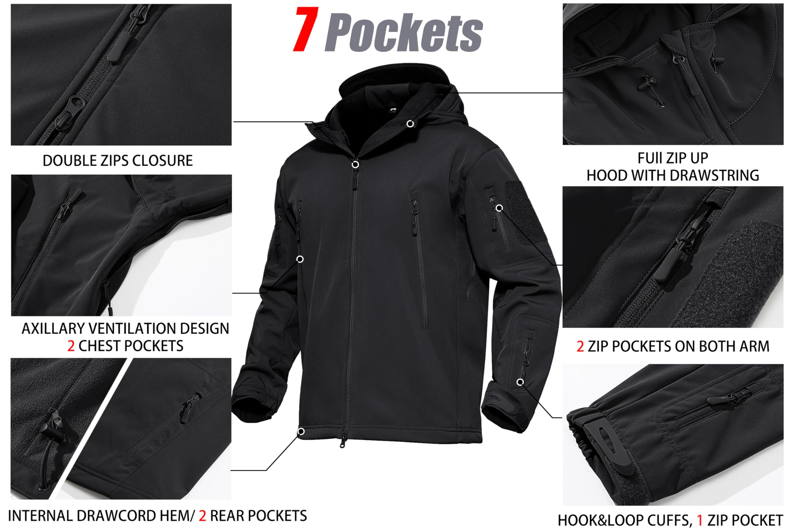 MAGCOMSEN Tactical Winter Shell Jacket for Men - Waterproof Ski and Snowboard Jacket