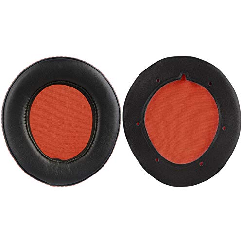 Geekria QuickFit Protein Leather Replacement Ear Pads for Steelseries 9H Headphones Earpads, Headset Ear Cushion Repair Parts (Black/Orange)