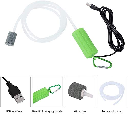 2PCS Aquarium USB Air Pump Portable Mini USB Aquarium Fish Tank Oxygen Air Pump Mute Energy Saving Fish Tank Air Pumps Green