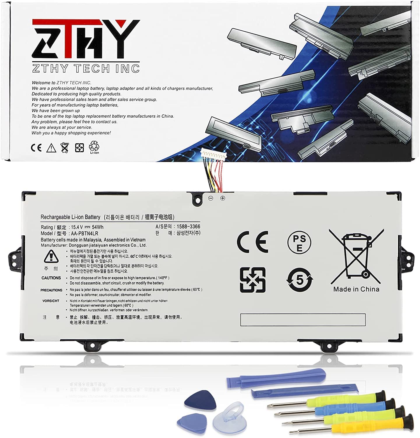 ZTHY AA-PBTN4LR Battery Replacement for Samsung 9 Pro 15" NP940X3M NP940X5M NP940X5N NP940X3M-K01US NP940X3M-K02US NP940X5M-X01US NP940X5N-X01US Series Notebook BA43-00386A 15.4V 54Wh
