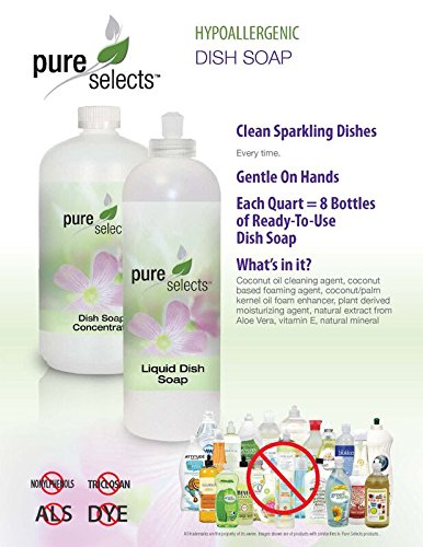 Pure Selects Dish Soap Concentrate • 2 Pack • Each Quart of concentrate makes 4 quarts of Dish Soap • All Natural • No added Fragrance or Dye • NO ANIMAL TESTING