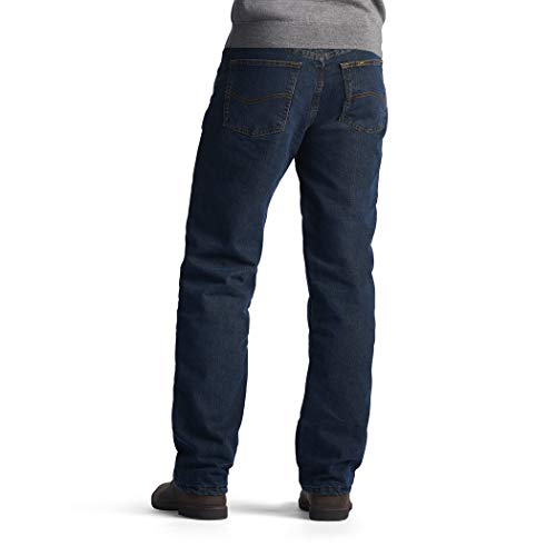 Lee Men's Flannel Relaxed-Fit Straight-Leg Jeans, Black Quartz-Fleece Lined, 32W x 32L