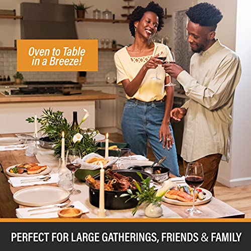 Granite Stone Oval Roaster Pan, Medium 18.8β Ultra Nonstick Roasting Pan with Lid, Grooved Bottom for Basting, Broiler Pan for Oven, Dishwasher Safe, Up to 15lb Turkey / Roast, Serves 6 β 12 Guests