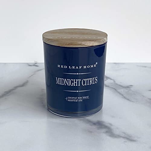 Red Leaf Home | Midnight Citrus Candle with Wooden Lid | Large | Aromatherapy | The Man Collection | 15.5oz Jar