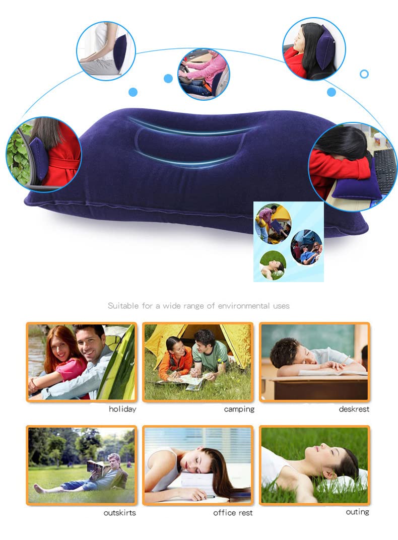 Aircee 3 Pieces Inflatable Travel Pillow for Camping, Home Office Sleeping, Head Neck Lumbar Support, Ultralight Portable Compact and Soft, Airplane Backpacking Trip Pillow