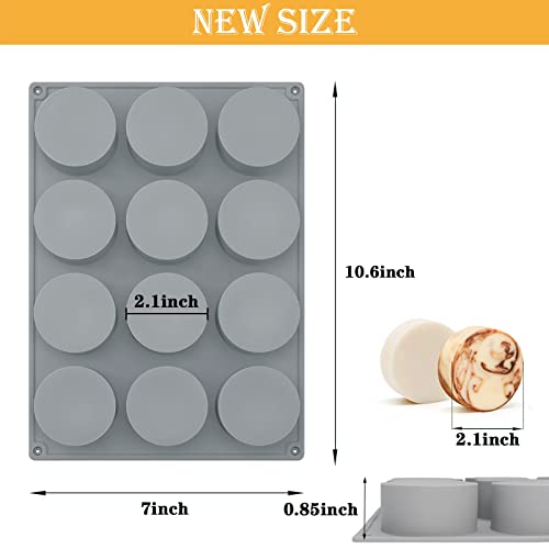 2PCS 12Cavity Cylinder Silicone Mold/Round Soap Molds Handmade Shower Steamer Molds for Bath Bombs,Shower Tablets, Lotion Bars ,Beeswax,Candles