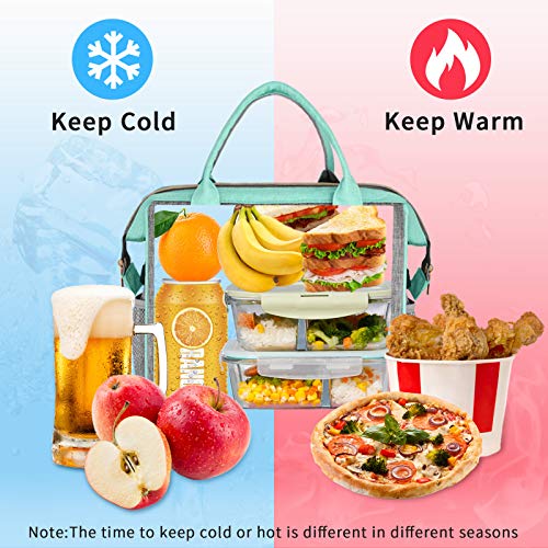 Lunch Bags for Women, Insulated Lunch Bag Reusable Lunch Bag Leakproof Large Lunch Bag with Adjustable Shoulder Strap, Multi-Pocket Lunch Bag for Work, Office, Picnic, Outdoor (Green)