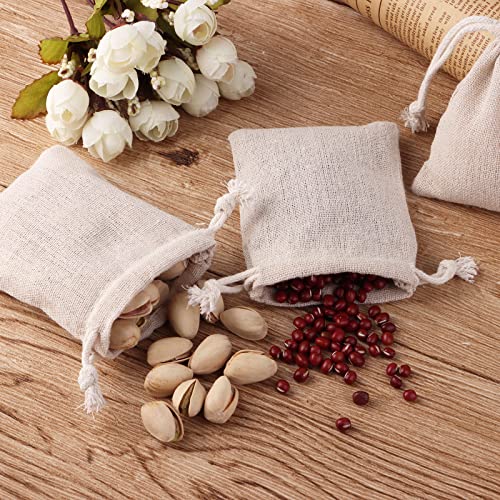 erduoduo Pack of 50 Small Burlap Bags with Drawstring,3x4inch Gift Little Burlap Drawstring Bags,Reusable Small Sachet Bags/Tea Bag
