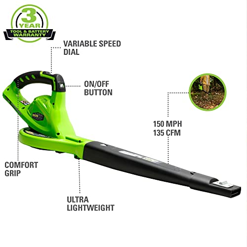 Greenworks 40V 13" Cordless String Trimmer / Edger, Blower, 2.0Ah Battery and Charger Included
