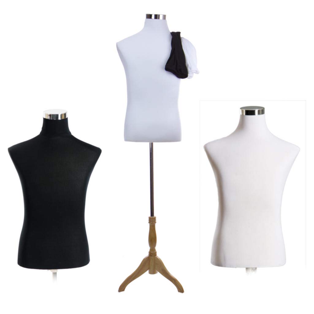 Male Dress Form Torso with Blond Wood Stand and Jerseys