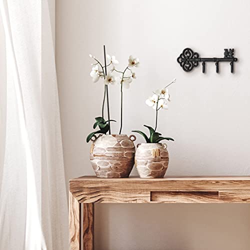 IRISVITA Key Holder for Wall Decorative, Antique Black Cast Iron Wall Key Holder, Rustic Key Hooks for Wall with 3 Hooks, 8.75 x 3.5 Inches with Gitable Packaging, Matching Screws and Anchors included