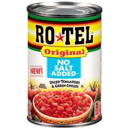 RoTel Original No Salt Added Diced Tomatoes & Green Chilies 10oz Can (Pack of 12)