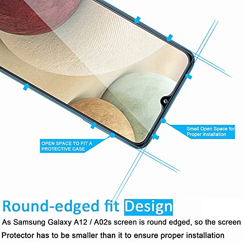 NEW'C [3 Pack] Designed for Samsung Galaxy A12, Galaxy A02s Screen Protector Tempered Glass, Case Friendly Ultra Resistant