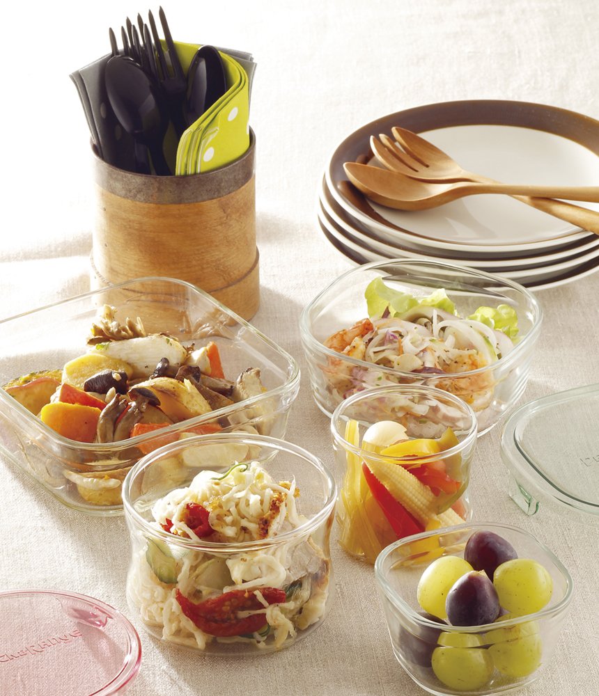 iwaki PS-PRN-4P2 Heat Resistant Glass Storage Containers, Pink, Set of 4, Pack & Range