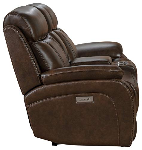 Barcalounger Sandover Power Reclining Console Loveseat, Tri-Tone Chocolate