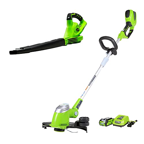 Greenworks 40V 13" Cordless String Trimmer / Edger, Blower, 2.0Ah Battery and Charger Included