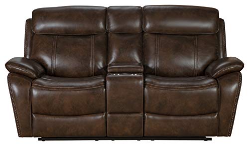 Barcalounger Sandover Power Reclining Console Loveseat, Tri-Tone Chocolate