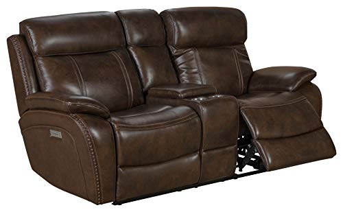 Barcalounger Sandover Power Reclining Console Loveseat, Tri-Tone Chocolate