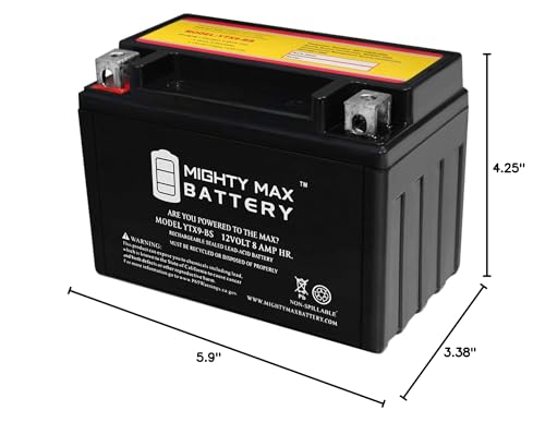 Mighty Max Battery YTX9-BS -12 Volt 8 AH, 135 CCA, Rechargeable Maintenance Free SLA AGM Motorcycle Battery