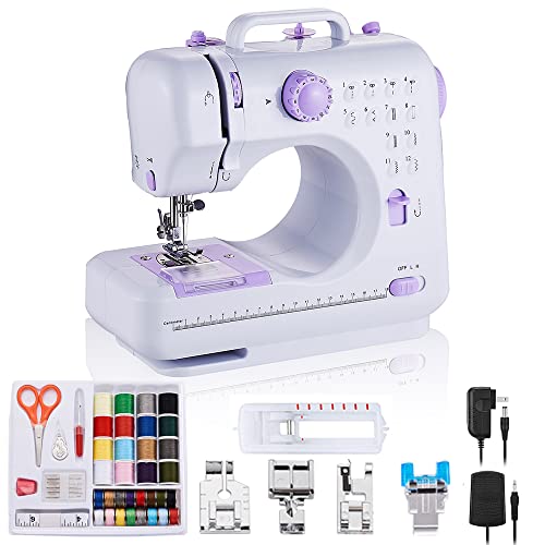 rxmeili Sewing Machine Portable mini Electric Sewing Machine for beginners 12 Built-in Stitches 2 Speed with Foot Pedalļ¼Light, Storage Drawer