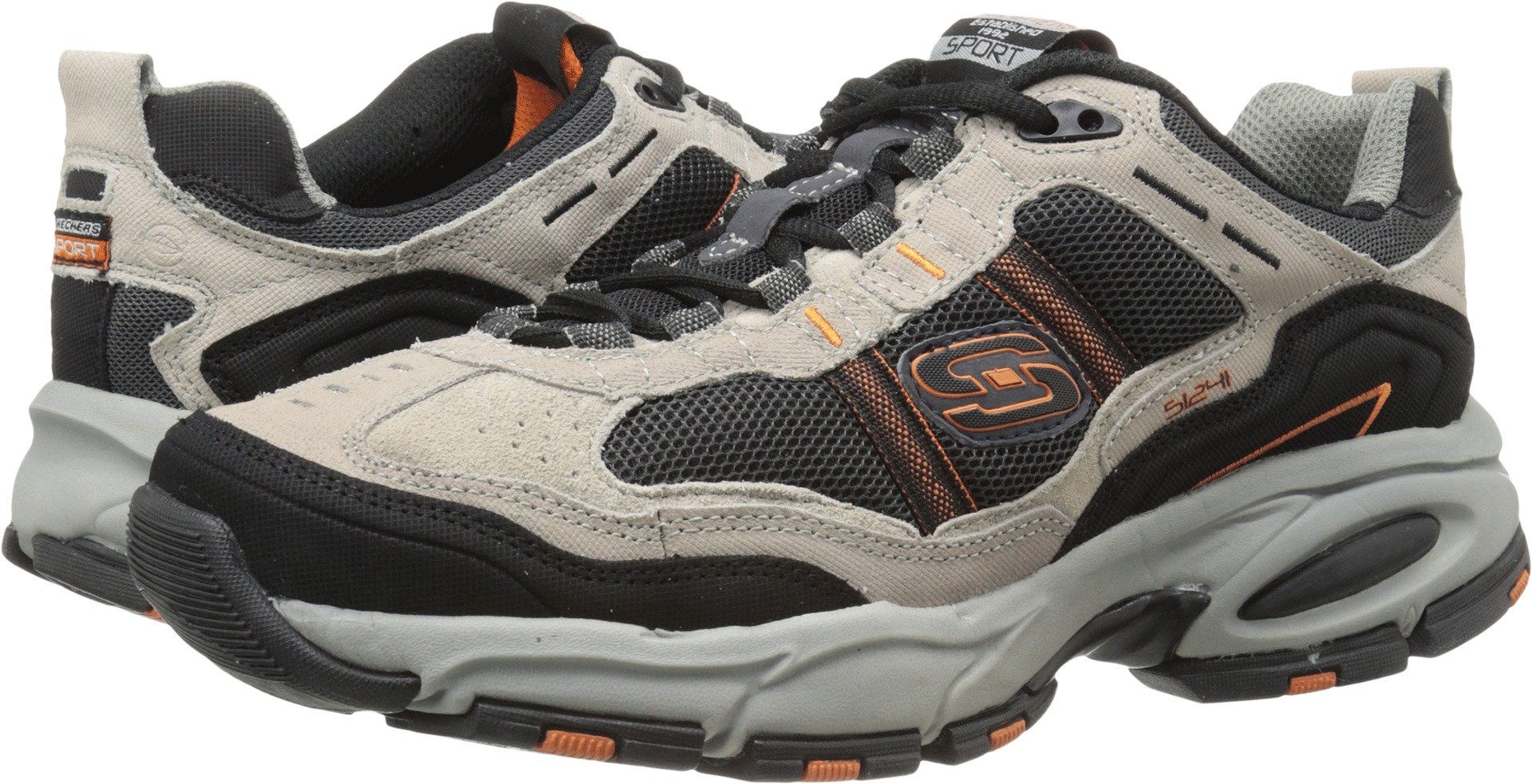 Skechers Sport Men's Vigor 2.0 Trait Memory Foam Sneaker, Taupe/Black, 10.5 XW US