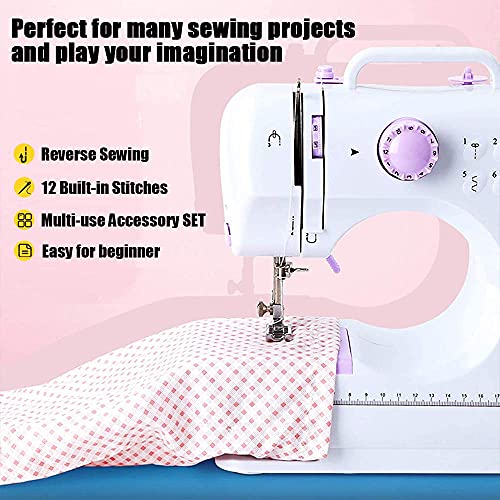 rxmeili Sewing Machine Portable mini Electric Sewing Machine for beginners 12 Built-in Stitches 2 Speed with Foot Pedal,Light, Storage Drawer