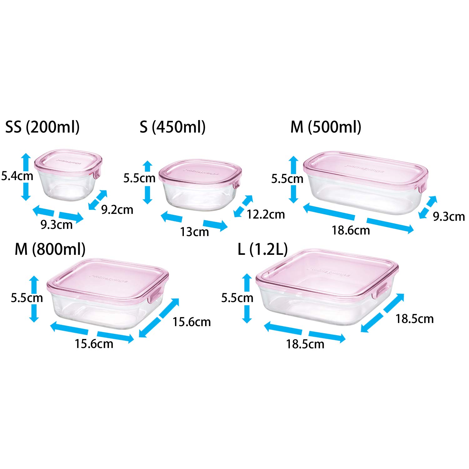 iwaki PS-PRN-4P2 Heat Resistant Glass Storage Containers, Pink, Set of 4, Pack & Range