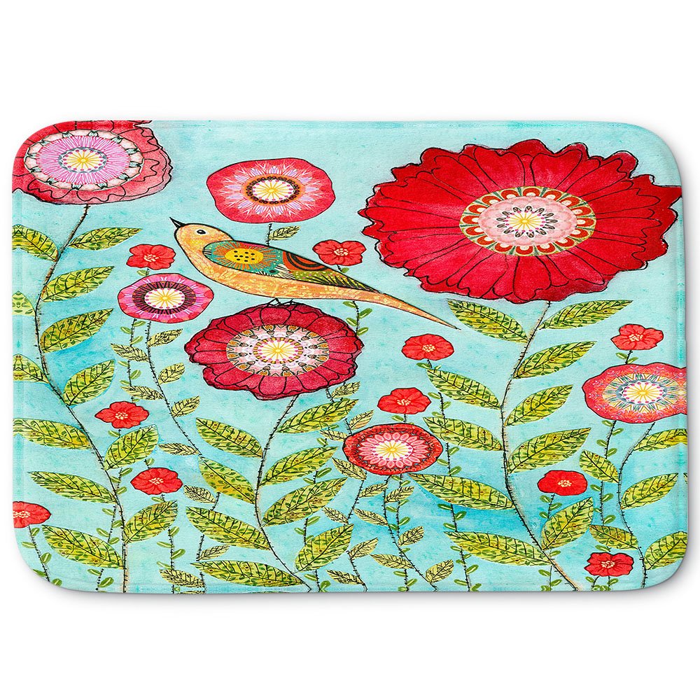 Dia Noche Designs, Bath and Kitchen Floor Mats, Large 36 x 24 in, MFBM-SascaliaRedFlowers2