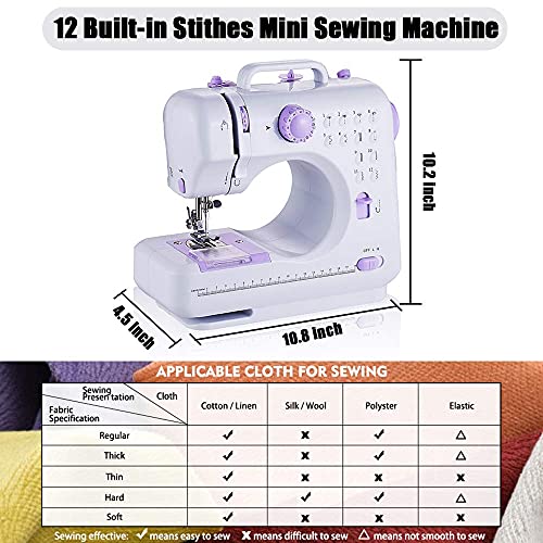 rxmeili Sewing Machine Portable mini Electric Sewing Machine for beginners 12 Built-in Stitches 2 Speed with Foot Pedal,Light, Storage Drawer
