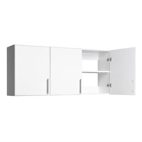 Pemberly Row 54" Modern Engineered Wood Wall Cabinet with 3 Doors & 3 Adjustable Shelves, Metal Handles, for Laundry Room, in White Finish