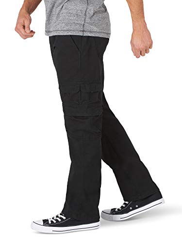 Wrangler Authentics Men's Premium Relaxed Fit Straight Leg Cargo Pant, Black, 34W X 30L
