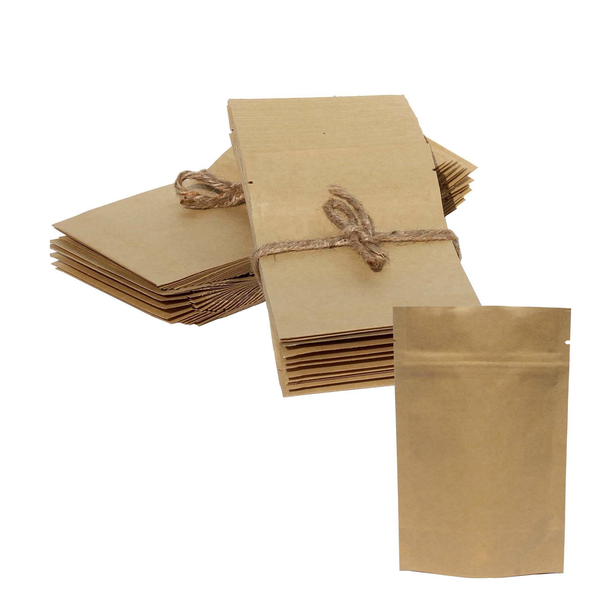 AwePackage 2 oz Stand up Zipper Pouch Bag - FDA and USDA Compliant Heavy Barrier 4X6X2 Inch (100, Natural Kraft)