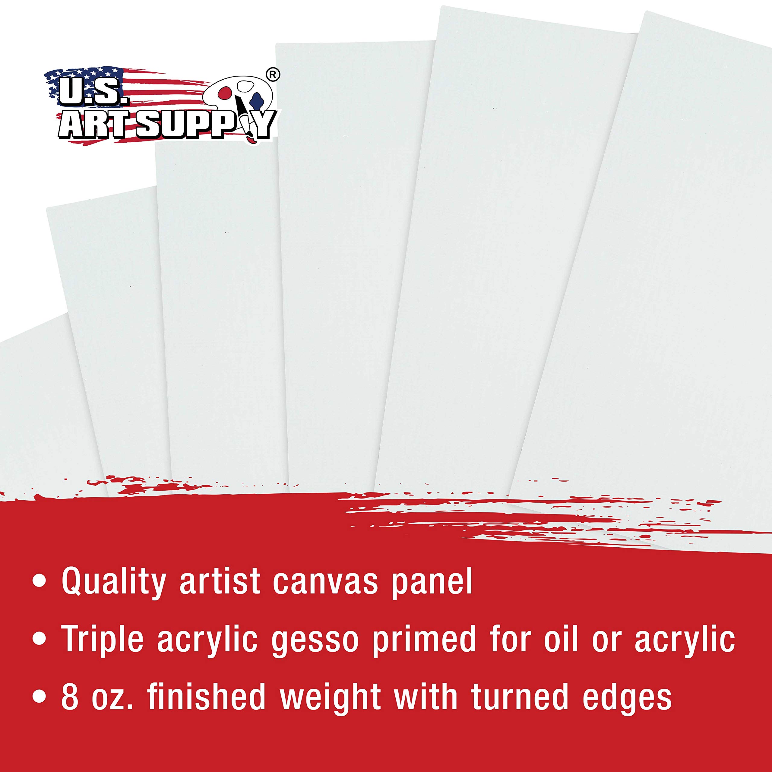 U.S. Art Supply Multi-Pack 6-Ea of 5 x 5, 8 x 8, 10 x 10, 12 x 12 inch. Professional Quality Square Artist Canvas Panel Board Assortment Pack (24 Total Panel Boards)