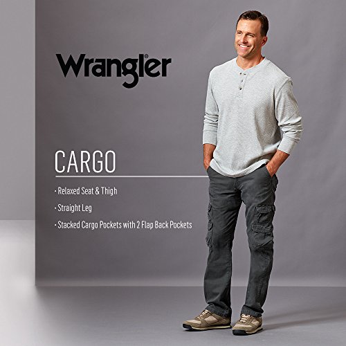 Wrangler Authentics Men's Premium Relaxed Fit Straight Leg Cargo Pant, Black, 34W X 30L