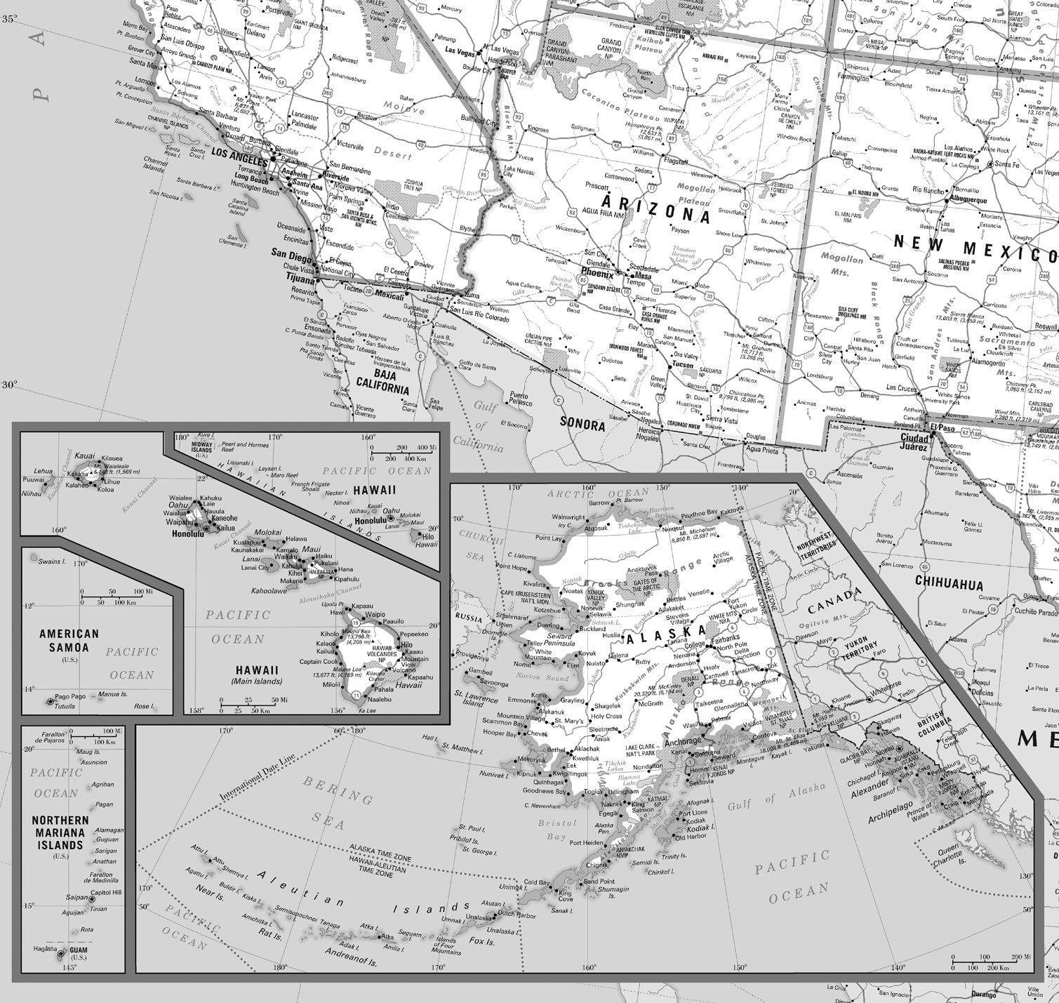 CoolOwlMaps United States Wall Map Black & White Design - Poster Size 36x24 Rolled Paper